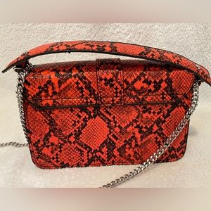 Zara | Bags | Zara Red Snakeskin Print Crossbody Bag Silver Chain Strap ...
